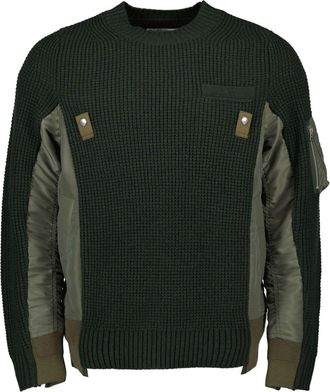 sacai Gestrickter Pullover - Gr&uuml;n