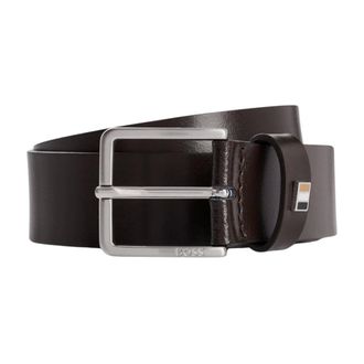 HUGO BOSS Ceinture en cuir marron avec d&eacute;tail m&eacute;tallique - Homme - Accessoires - Brun - Taille: 115 CM