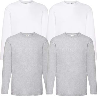 Fruit Of The Loom 4 T Shirt Longsleeve M L XL XXL Langarm Verschiedene Farbsets ausw&auml;hlbar (4XL, 2Weiss2Grau)
