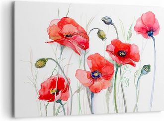 Arttor Wandbilder Dekoration Wohnzimmer Blume Mohn Wiese Bilder auf Leinwand 120x80cm Leinwandbild Schlafzimmer Küche Deko Wand Kunstdruck Art Groß XXL Wandd