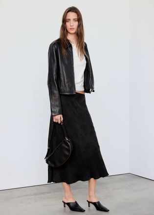 Mango Jupe &eacute;vas&eacute;e en tissu devor&eacute; noir - Femme - XXS - MANGO
