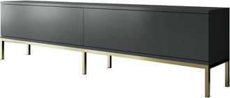 Dmora Fernsehschrank Regulus, St&auml;nder f&uuml;r Wohnzimmerfernseher, Niedriges Wohnzimmer-Sideboard, TV-St&auml;nderbasis, 180x30h47 cm, Anthrazit und Gold