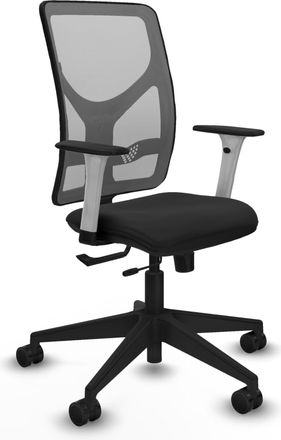 Piqueras y Crespo Schwarzer B&uuml;rostuhl mit wei&szlig;en und schwarzen Armlehnen, h&ouml;henverstellbare Lendenwirbelst&uuml;tze, ausgestattet mit Syncro/Traslack und Schneideschaum, Gra