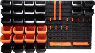 Black+Decker Werkzeugwand mit Ablagefächern und Aufhängern - 98 x 23 x 43 cm - 43 Teile - Lagersystem Wandregal