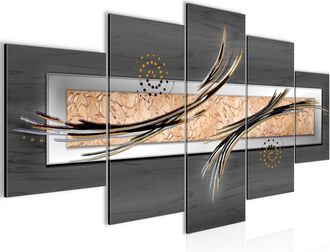 Runa Art Bild Wohnzimmer Schlafzimmer Abstrakt 5 Teilig Grau Beige Braun Wandbilder auf Vlies Leinwand 104953b
