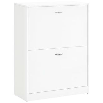 HOMCOM Armoire &agrave; Chaussures Meuble &agrave; Chaussures dim. 60L x 24l x 80H cm 2 Portes abattantes Blanc