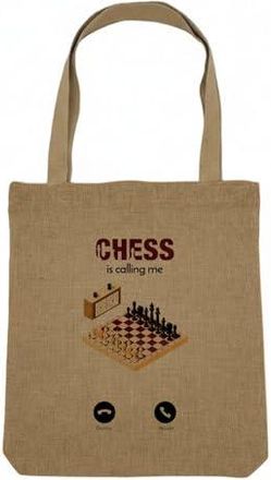 Fabulous Sac Shopping Tote Bag Aspect Lin - Les Echecs MAppellent Passion - Sac de Courses Toile Epaisse 360g Beige Naturel Cabas Port&eacute; Epaule Solide Imprim&eacute; e