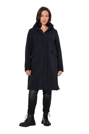 Ulla Popken Femme Grandes Tailles Parka Technique HYPRAR &agrave; Capuche, mod&egrave;le d&eacute;perlant Noir 54+ 844209100-54+