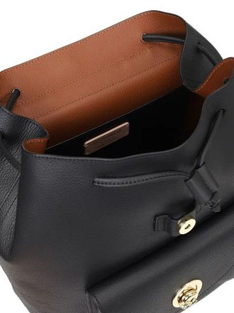 Coccinelle Womens Backpack Black-Cognac Bovine Leather Bags - Backpacks Black/cognac