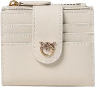 Pinko Pinko, Femme, Accessoires, Blanc, Taille: ONE Size Portefeuille compact en cuir avec fentes pour cartes