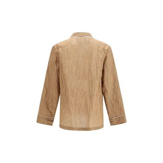 Dolce & Gabbana Froiss&eacute; Striped Linen Shirt - Beige