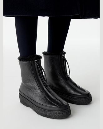 Arket Lederstiefel Mit Rei&szlig;verschluss -Schwarz