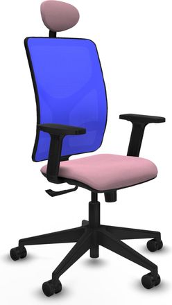 Piqueras y Crespo Idealer B&uuml;rostuhl mit 2D-Armen, h&ouml;henverstellbarer Lendenwirbelst&uuml;tze und festem Kopfteil, ausgestattet mit 3 Positionen und Schneidschaum, Blau/Rosa