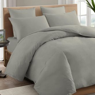 Pizuna 600 Fadenzahl aus Baumwolle Bettw&auml;sche Silber, 100% Langstaple Baumwolle Bettbezug und Kissenbezug, 2-tlg. Bettw&auml;scheset 140x200 + 70x90 Silber