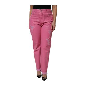 Dolce & Gabbana Rosa Zerfetzte Straight Denim Jeans - - Jeans - Damen - Rosa - XS