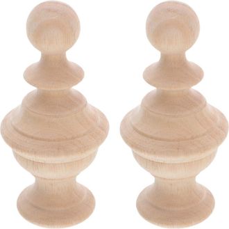 BESPORTBLE Ipetboom Massive Holzkugel Pfostenaufs&auml;tze 6x10cm - 2 St&uuml;ck Treppenpfosten Endkappen aus Massivholz f&uuml;r Bettpfosten Gel&auml;nder und Zaun Nat&uuml;rliche Holzs