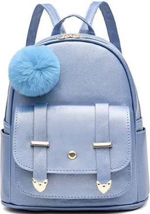 I Ihayner Mini sac &agrave; dos tendance fille, sac &agrave; dos femme, adolescente, sacs &agrave; main en cuir PU, sac &agrave; dos &agrave; pompon, sac &agrave; bandouli&egrave;re, bleu vif, Small, Moderne