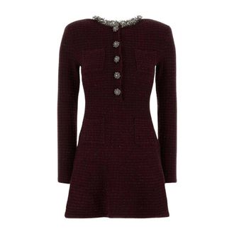 Self Portrait Mini-Kleid aus strukturiertem Strick mit Verzierungen - - Dresses - Damen - Rot - S