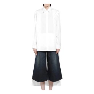 Alaia Asymmetrisches Hemd aus Baumwollpopeline - - Blouses & Shirts - Damen - Wei&szlig; - XS