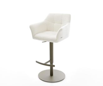 DELIFE Barstuhl Yulo-Flex Boucl&eacute; Soft Beige Drehfu&szlig; h&ouml;henverstellbar Metall Titanfarben, Barst&uuml;hle