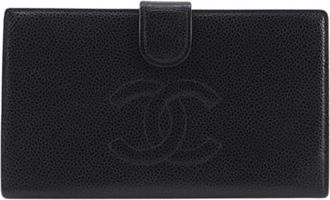 Chanel Portefeuille long en cuir Coco Mark pr&eacute;-poss&eacute;d&eacute; - Femme - Pre-owned - Noir - Taille: ONE Size