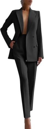 TOMWELL Tailleur Femme 2 Pièces Elegant à Manches Longues Slim Fit Blazer Veste Formel Bureau Travail Pantalon Costumes Revers Manteau Ensemble Blazer OL Coul