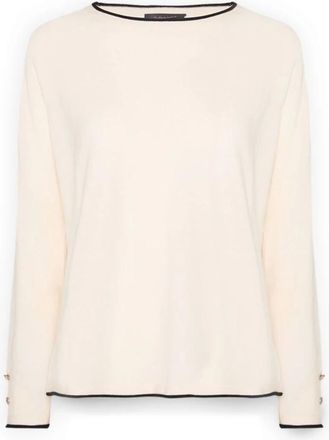 Elena Miro Femme, Tops, Blanc, Taille: 44 FR Pull avec bord contrastant