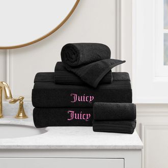 Juicy Couture Alyssa Luxuriöses 6-teiliges Badetuch-Set - (2) Badetücher, (2) Handtücher und (2) Waschlappen - schwarzes Premium-Badehandtuch-Set