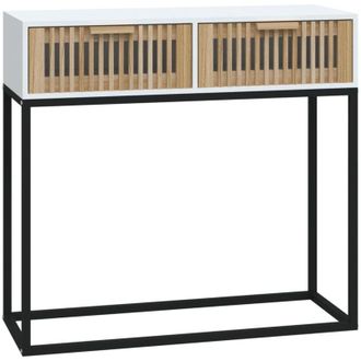 vidaXL Table console blanc 80x30x75 cm bois ding&eacute;nierie et fer Vidaxl