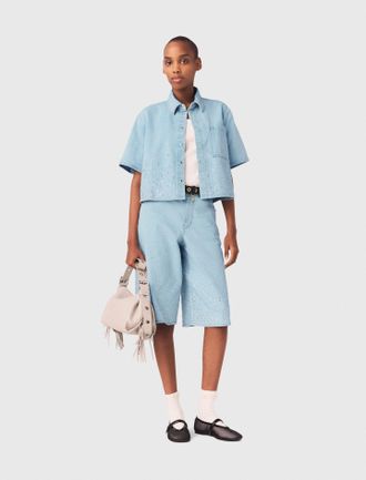 Maje Kurzes Jeanshemd Mit Strass - Blau - Maje