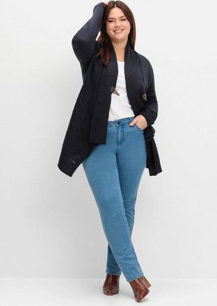 Sheego Strickjacke Longstrickjacke. mit Schalkragen und elegantem Verschluss