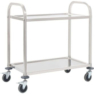 vidaXL Chariot de cuisine &agrave; 2 niveaux 95x45x83,5 cm Acier inoxydable Vidaxl
