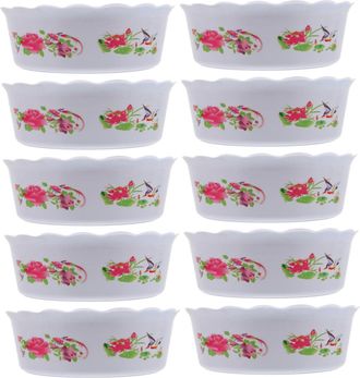 NUOBESTY Hydroponik Pflanztopf Kunststoff Rund Ohne Abfluss F&uuml;r Balkon Hausgarten Mit Dekorativem Druck 10 St&uuml;ck