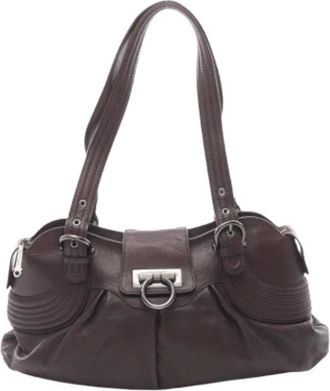 Ferragamo Sac &agrave; main Gancini Pre-owned - Femme - Pre-owned - Brun - Taille: ONE Size