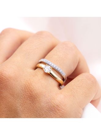 Zeeme Silber Ring Silber 925 zweifarbig Ring Set mit Zirkonia wei&szlig;
