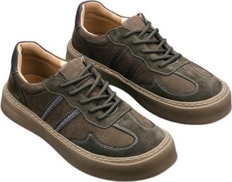 Generic Baskets confortables en cuir v&eacute;ritable pour homme - Style r&eacute;tro &eacute;l&eacute;gant - Pour la marche et la marche, gris, 42 2/3 EU