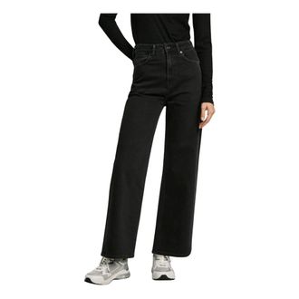 Pepe Jeans London Schwarze Straight Leg High Waist Hose - - Jeans - Damen - Schwarzk - W29