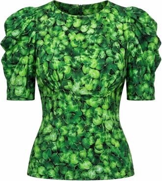 Dolce & Gabbana Blouse en soie imprim&eacute; floral - Femme - Blouses et Chemises - Vert - Taille: 34 FR