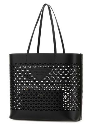 Prada Womens Black Leather Shopping Bag Nero Exterior: Borse A Mano