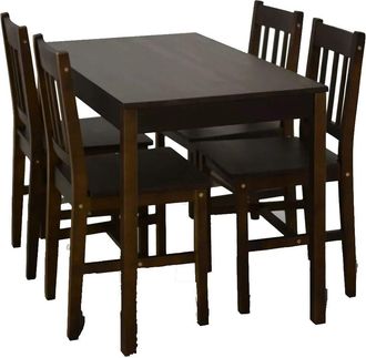 Generic Esstisch aus Natürlichem Kiefernholz mit 4 Stühlen, Schlichtes und Elegantes Design, Leicht zu Reinigen, für Esszimmer oder Küche, Langlebig und Stabi