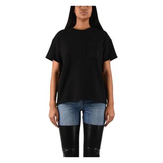 Elisabetta Franchi Logo-Patch Rei&szlig;verschluss-Detail T-Shirt - - Tops - Damen - Schwarzk - L