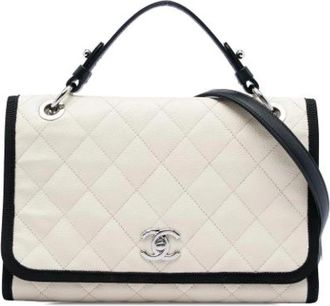 Chanel Sac bandouli&egrave;re matelass&eacute; en caviar Pre-owned - Femme - Pre-owned - Blanc - Taille: ONE Size