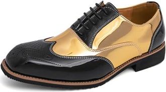 Generic Chaussures habill&eacute;es classiques &agrave; lacets pour homme, noir/dor&eacute;, 42 2/3 EU