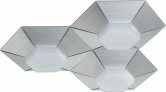 Wofi Leuchten Plafonnier dimmable via interrupteur mural Plafonnier led salon, aluminium bross&eacute;, 15W 1200lm blanc chaud, LxH 40x8,5 cm Wofi 9165.03.63.9000