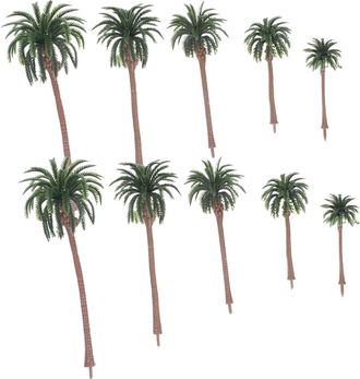 SOLUSTRE 10 Stück Kleiner Kokosnussbaum Modell Aus Kunststoff Naturgetreu Für Selbstgemacht Landschaftsmodell Mikrolandschaft Sandtischdekor Verschiedene Größe