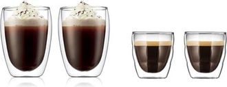 Bodum 4559-10 - Pavina - Set de 2 Verres Double Paroi - 35 Cl - Transparent - 2 Unit&eacute; & 11477-10 - Pilatus - Set de 2 Verres Double Espresso - 8 cl