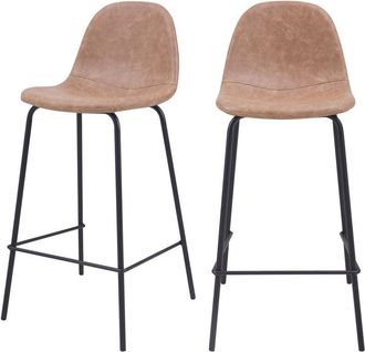 Rendez-Vous D&eacute;co Rendez-vous D&eacute;co - Lot de 2 chaises pour &icirc;lot central 65 cm en cuir synth&eacute;tique taupe - henrik