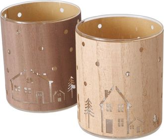 Boltze Homewood Windlicht braun Sortiert 12cm (1 Stück)