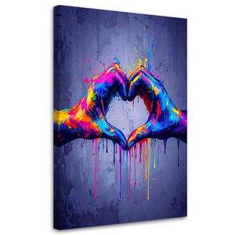 Feeby Leinwandbild - Bilder Wohnzimmer - H&auml;nde Liebe Stra&szlig;enkunst Graffiti - 75x115 1tlg - Deko Schlafzimmer - Wanddekoration - Aesthetic - Gro&szlig; Moderne Bil