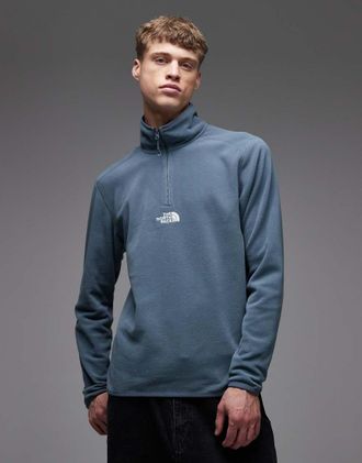 The North Face Glacier - Sweat &agrave; col zipp&eacute; et logo brod&eacute; - Bleu-Gris